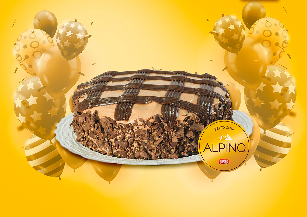 Bolo de festa premium feito com Alpino – Fabrica de Bolo Vó Alzira